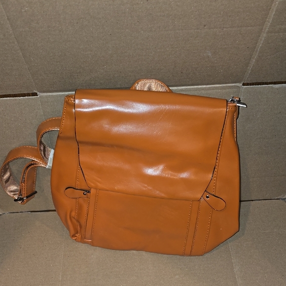 Bags | Elegant Tan Leather Backpack | Poshmark